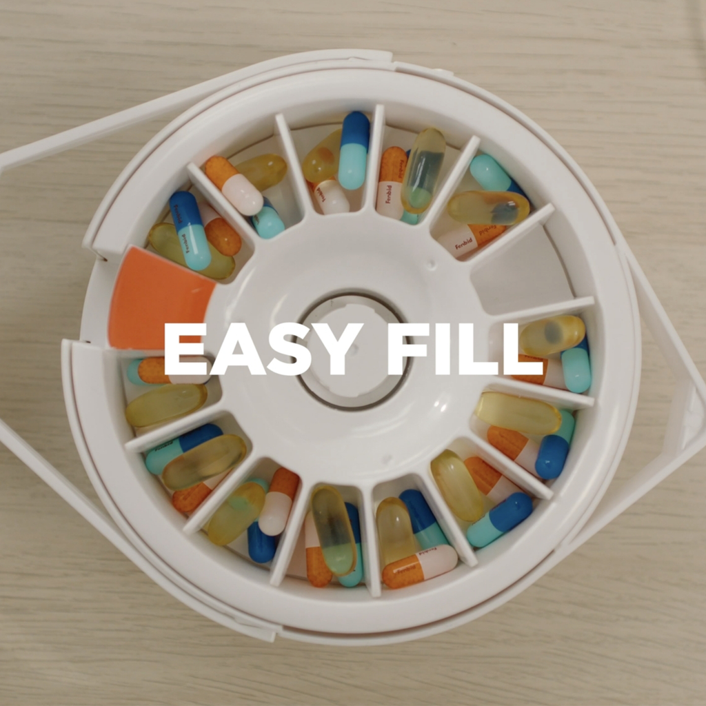 SPINDO - Fullicon Quick Fill Pill Dispenser Hanging on The Wall, Conve